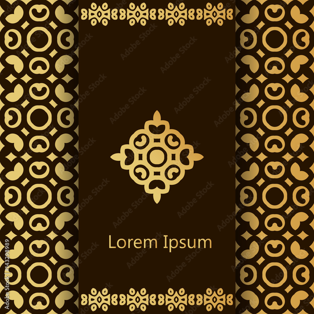 Vector banner with borders, logo and a background in eastern islamic ...