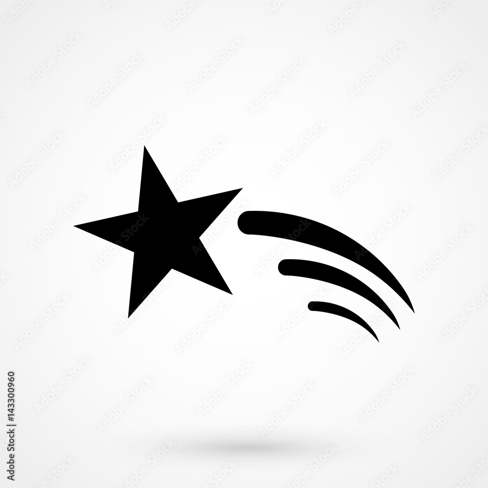 Shooting star. Flat web icon or sign isolated on grey background ...