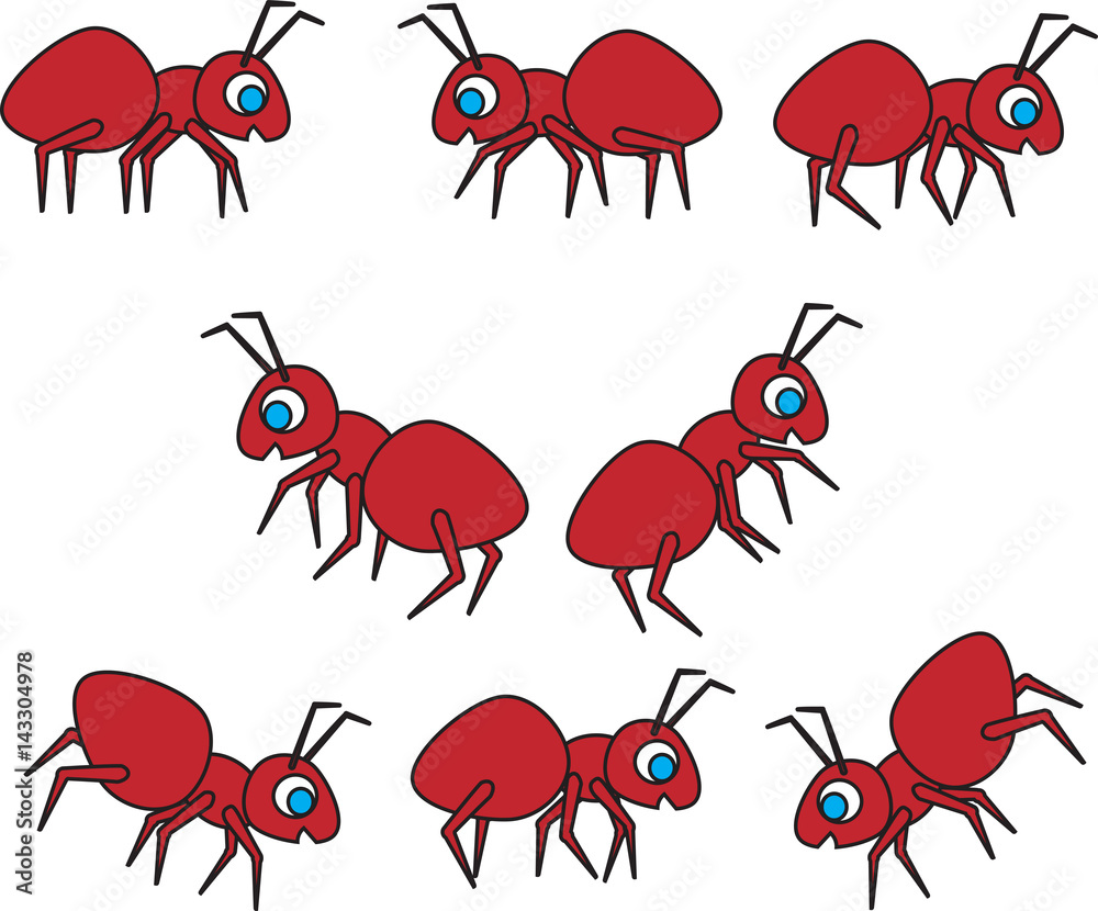 Collection Of Cartoon Ants Stock Vector | Adobe Stock