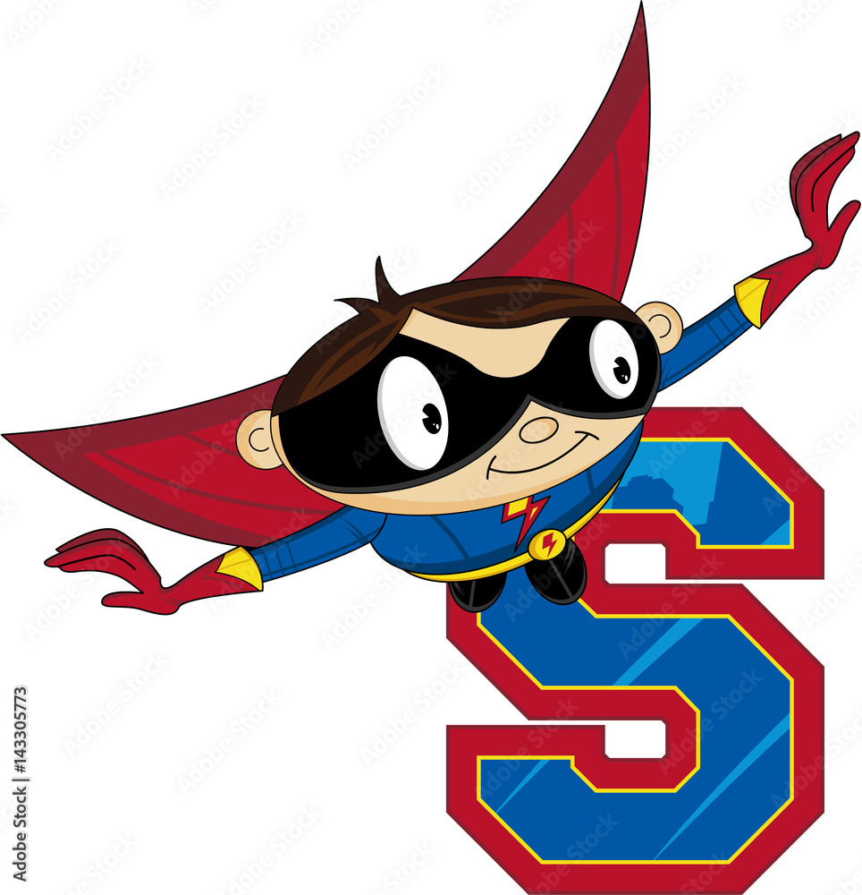 S is for Superhero Alphabet Learning Illustration Stock Vector | Adobe ...