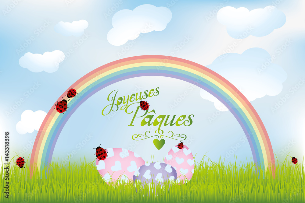 French Easter card Stock Vector | Adobe Stock