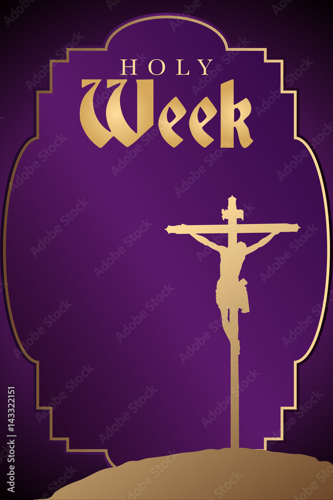 Holy Week - Silhouette of the crucifixion of Christ on purple ...