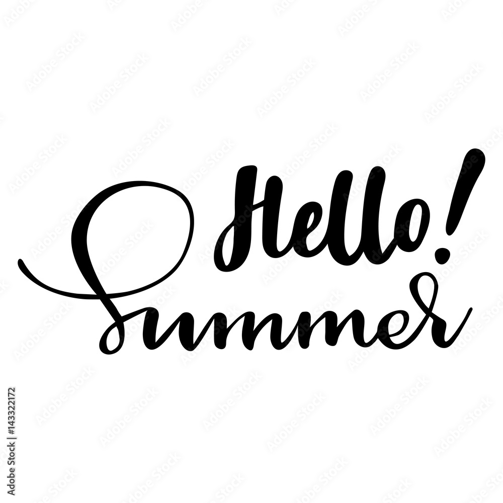 Greeting card with phrase Hello summer. Vector isolated illustration ...