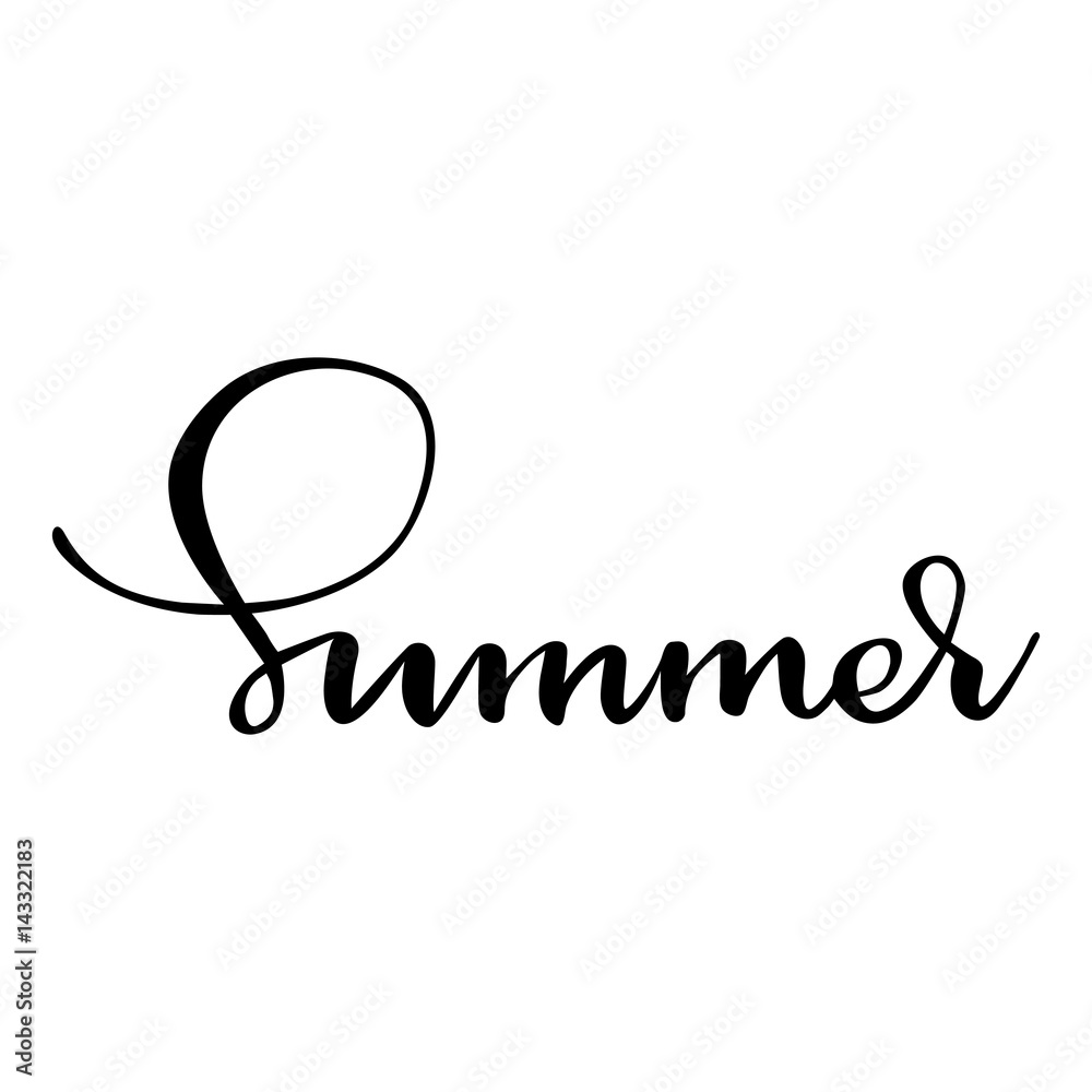 Summer greeting card. Vector isolated illustration: brush calligraphy ...