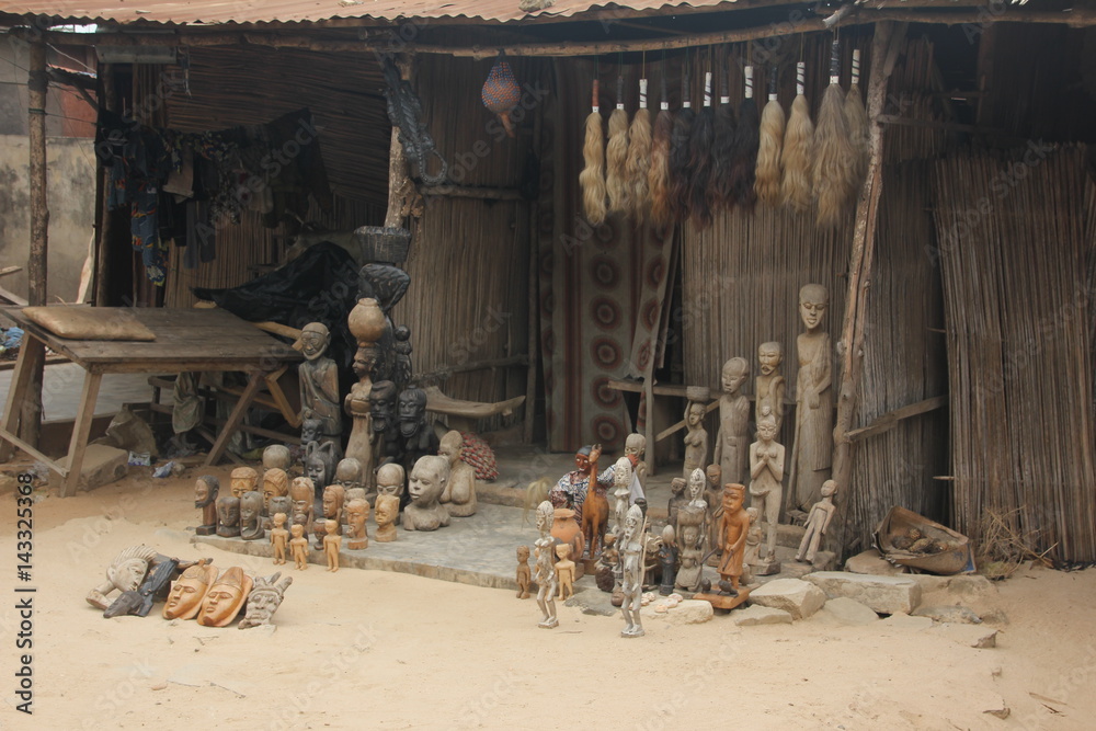 Voodoo paraphernalia market stall, Akodessawa Fetish Market, Lomé, Togo ...