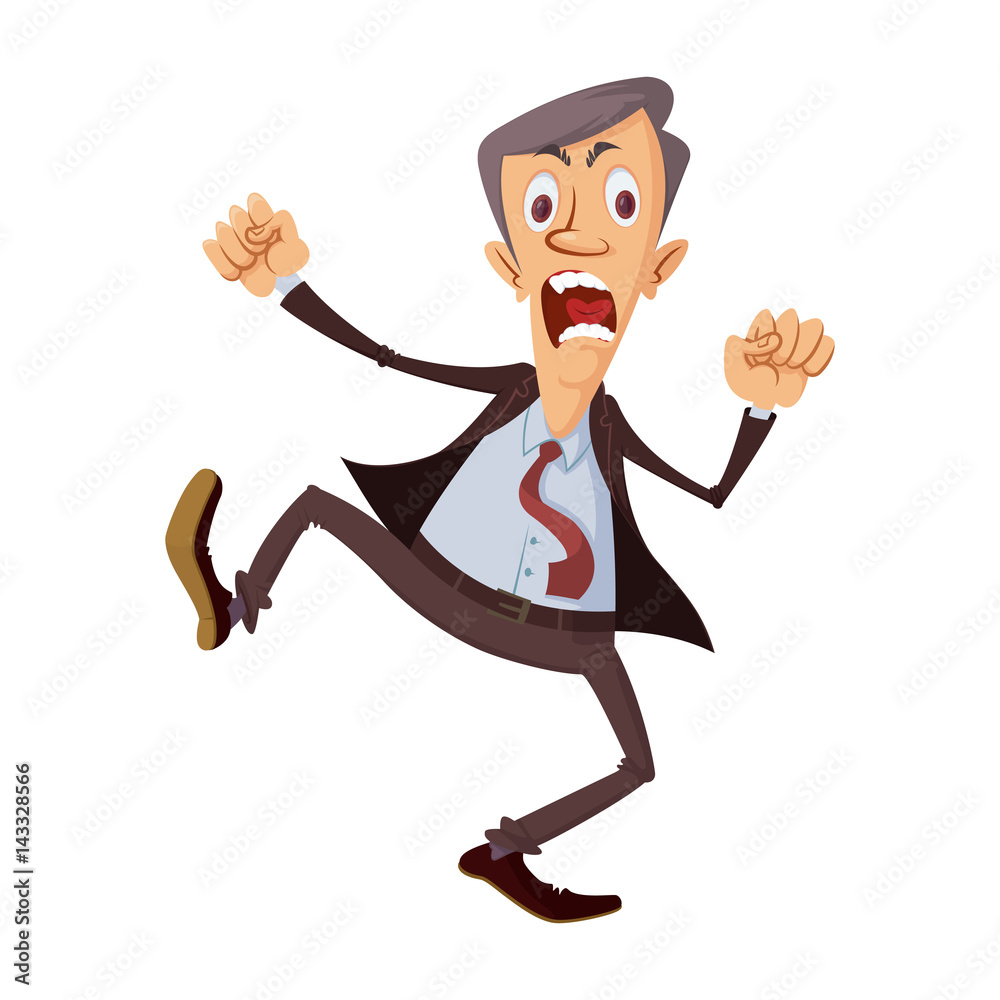 Cartoon businessman get angry and stomping feet Stock Vector | Adobe Stock