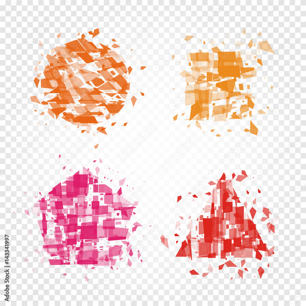 Isolated abstract colorful geometric shapes of broken pieces logo set ...