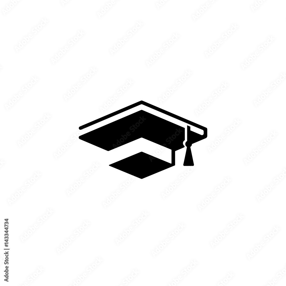 Isolated black and white color bachelor hat of books logo on white ...