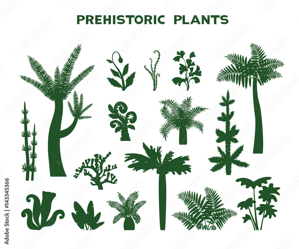 Set of prehistoric plants. Stock Vector | Adobe Stock