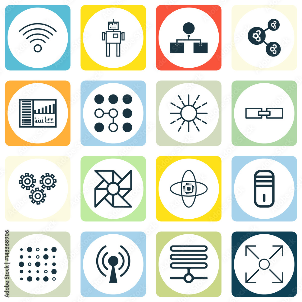 Set Of 16 Robotics Icons. Includes Variable Architecture, Mechanism ...