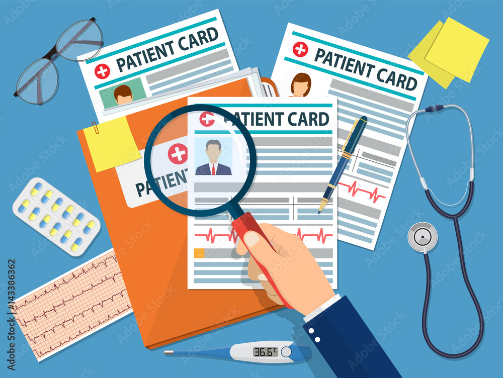Folder with patient card Stock Vector | Adobe Stock