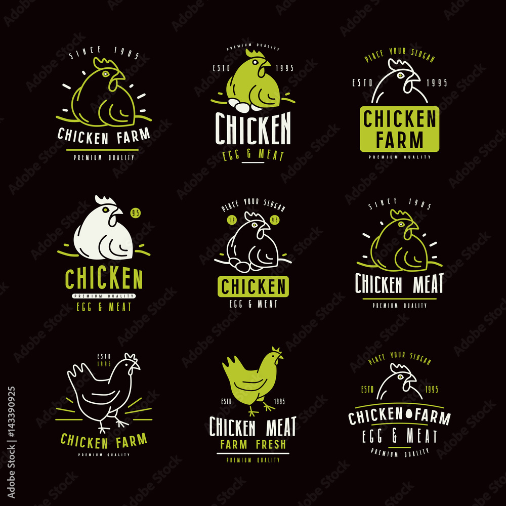 Chicken farm labels and emblems Stock Vector | Adobe Stock