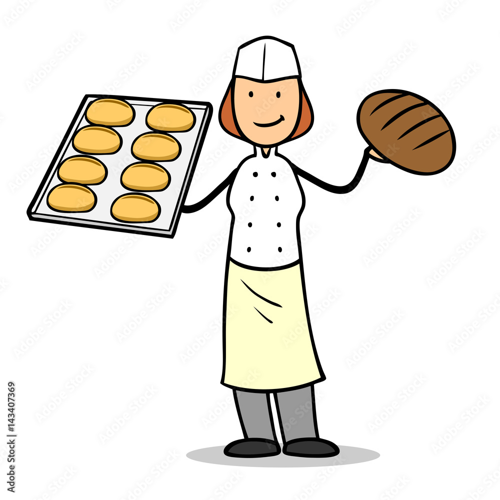 Cartoon Frau als Bäcker Stock Illustration | Adobe Stock