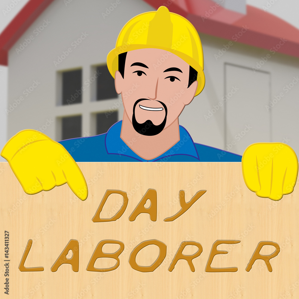 Day Laborer Showing Construction Work 3d Illustration Stock ...