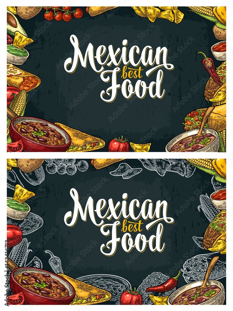 Mexican traditional food restaurant menu template with ingredient Stock ...