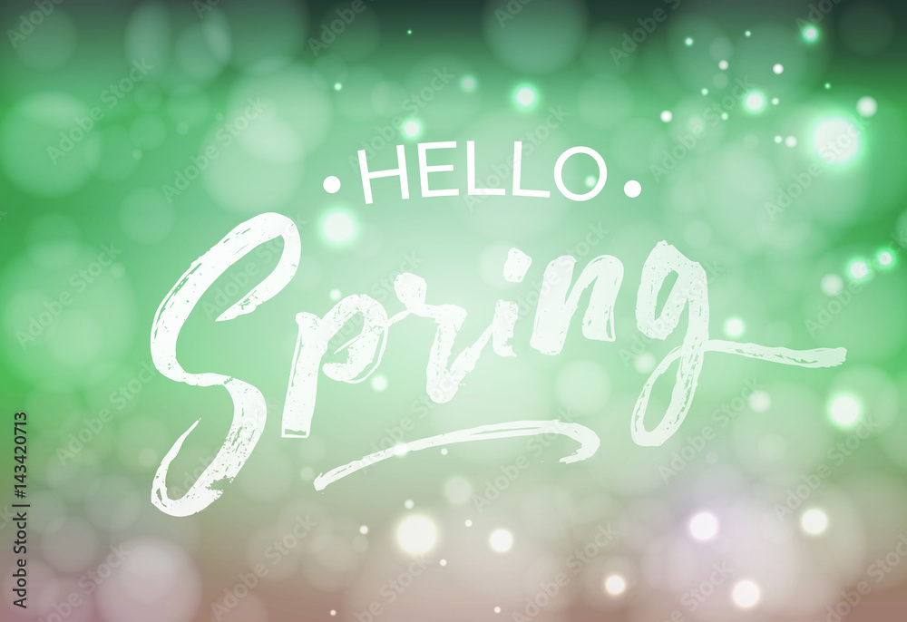 Hello Spring welcome sign. Vector typography in fresh colors for your ...