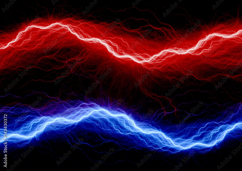 Red and blue lightning ilustração do Stock | Adobe Stock