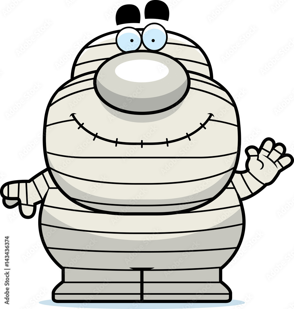 Waving Cartoon Mummy Stock Vector | Adobe Stock