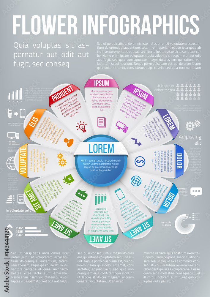 Flower style infographic chart options menu Stock Vector | Adobe Stock