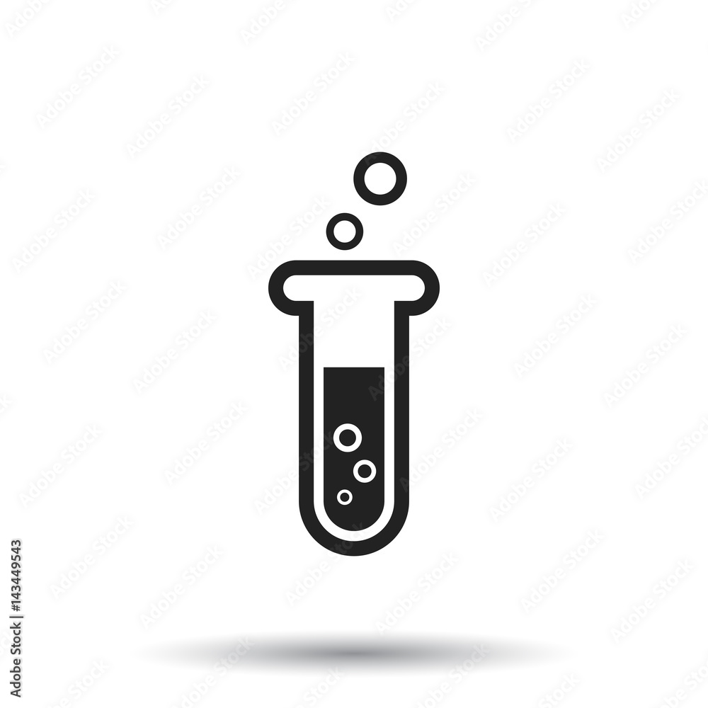 Chemical test tube pictogram icon. Chemical lab equipment isolated on ...