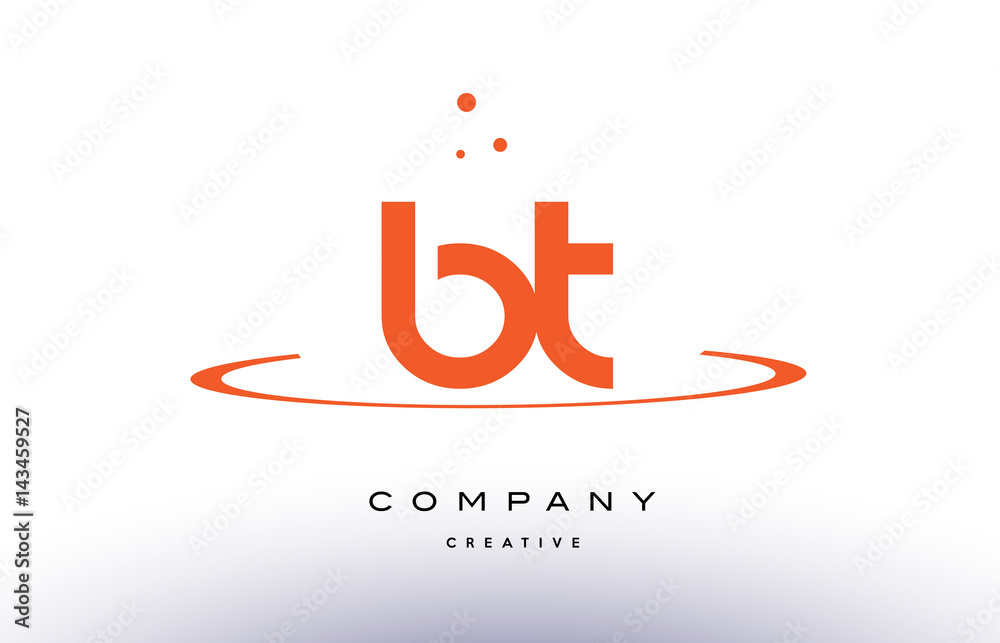 BT B T creative orange swoosh alphabet letter logo icon Stock Vector ...