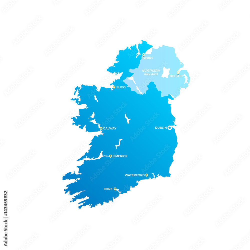 Ireland Cities Map Stock Vector | Adobe Stock