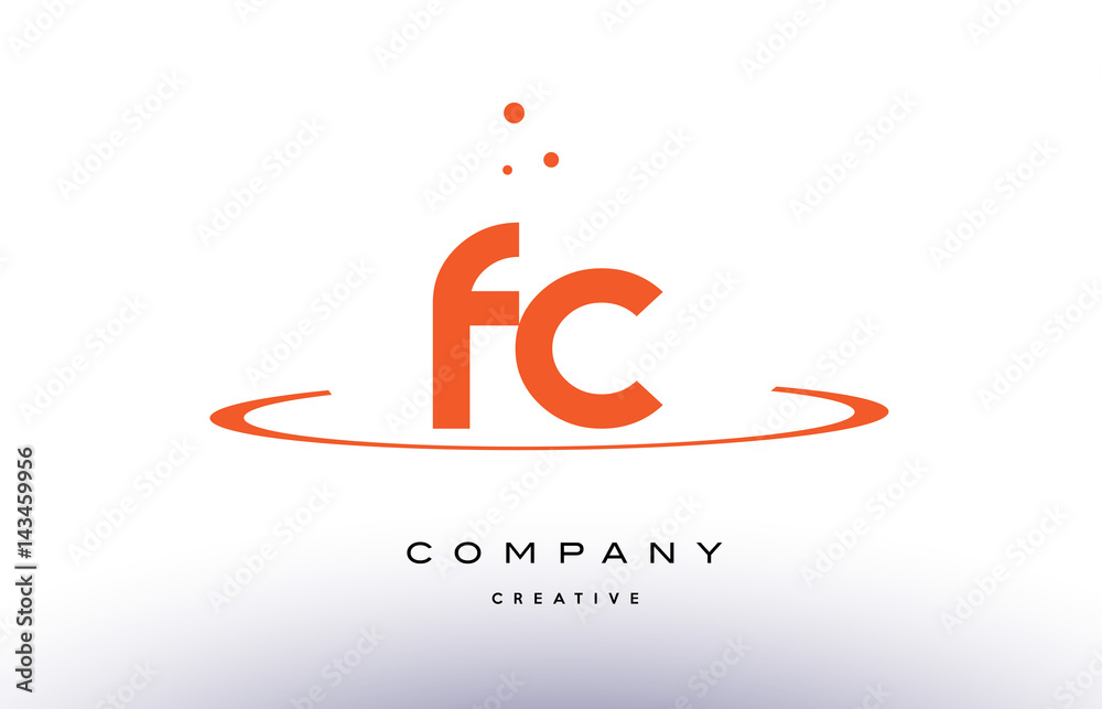 FC F C creative orange swoosh alphabet letter logo icon Stock Vector ...