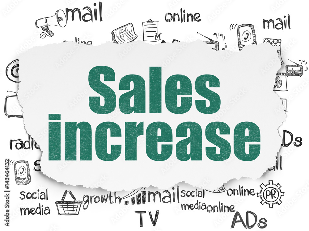 Advertising concept: Sales Increase on Torn Paper background Stock ...
