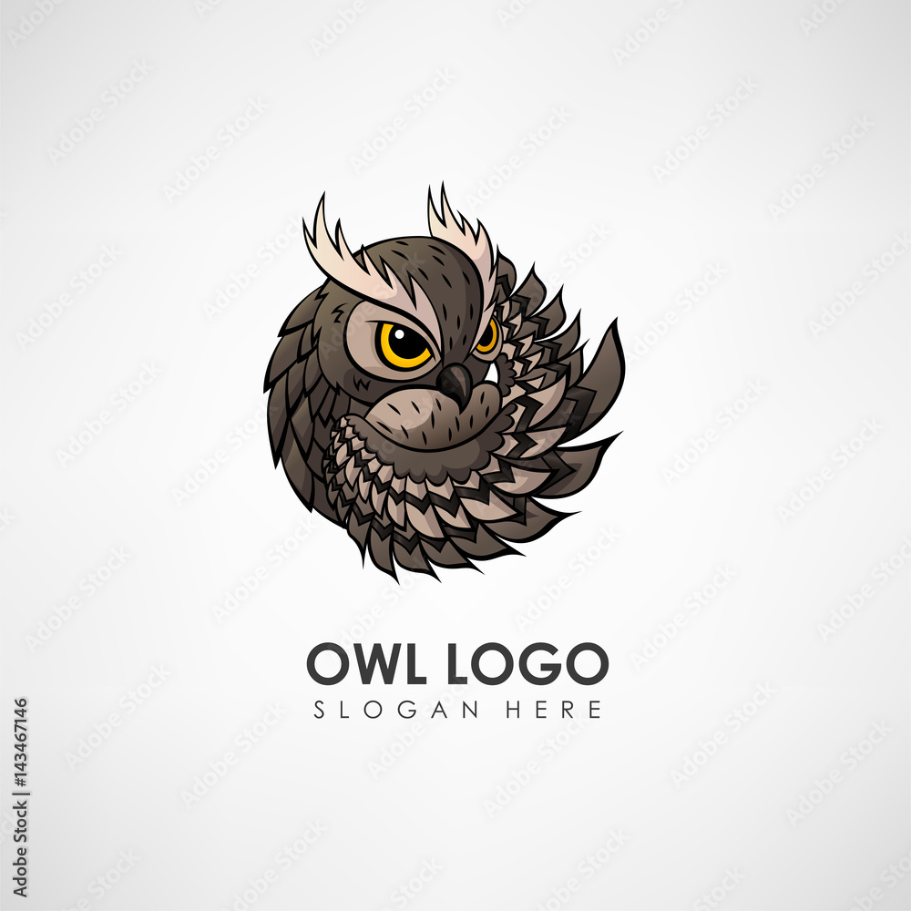 Owl concept logo template. Label for company or organization. Vector ...