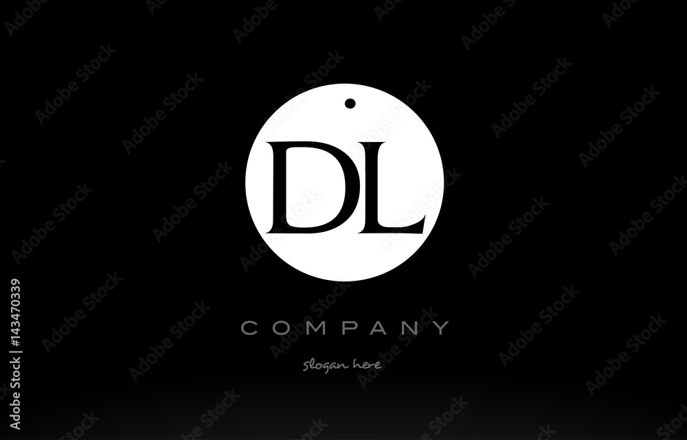 DL D L simple black white circle alphabet letter logo vector icon ...