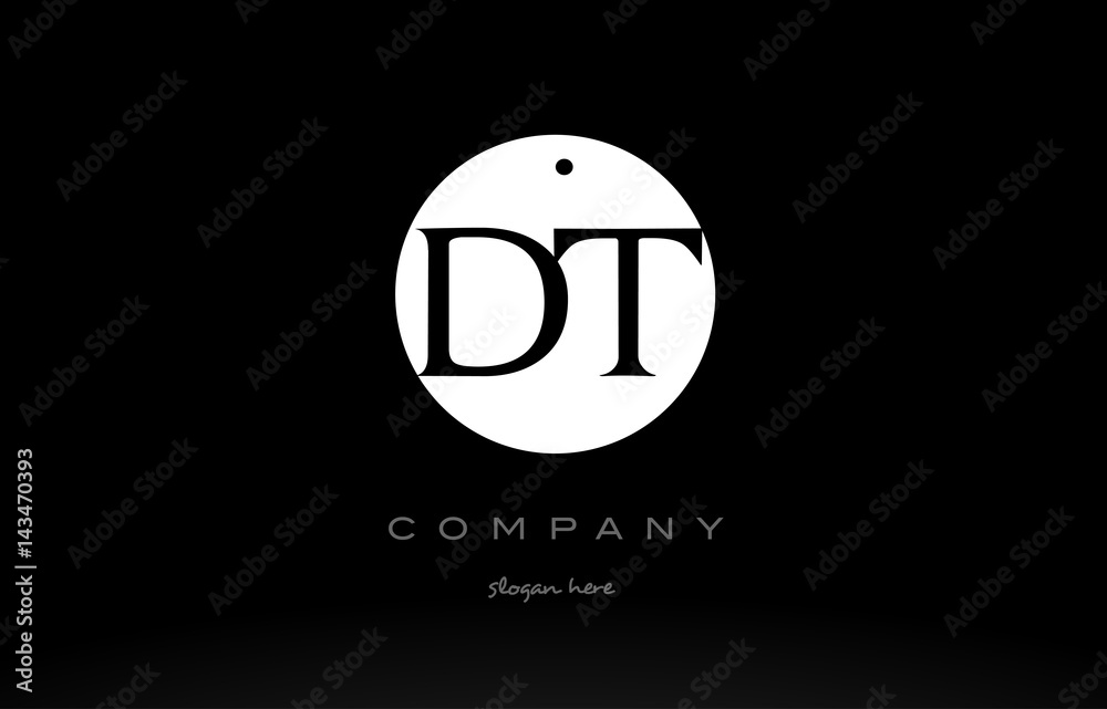 DT D T simple black white circle alphabet letter logo vector icon ...