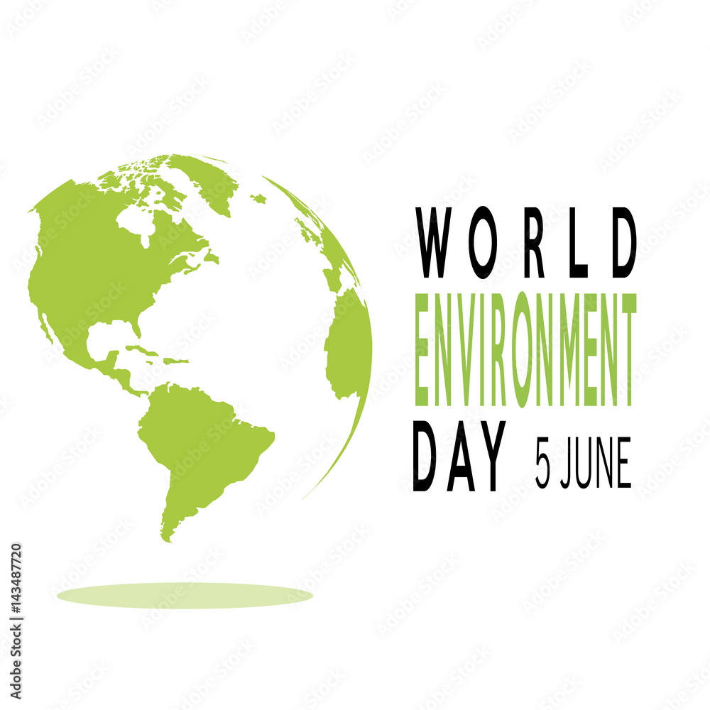 vector of a world environment day, and green planet, text over white ...