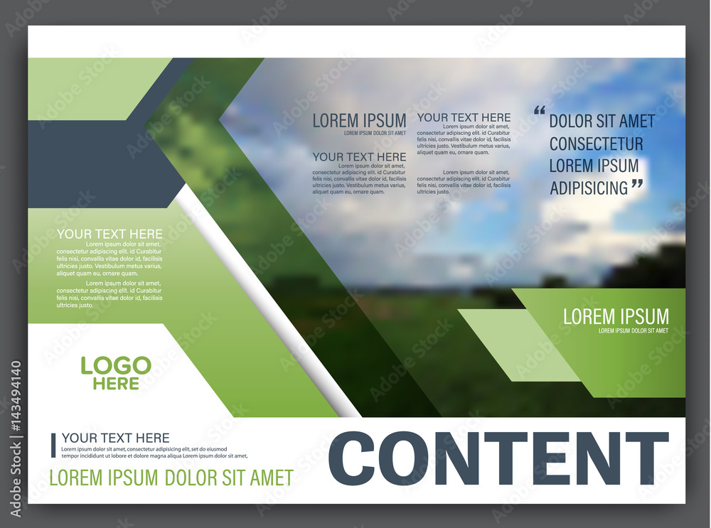 Presentation layout design template. Annual report cover page. greenery ...