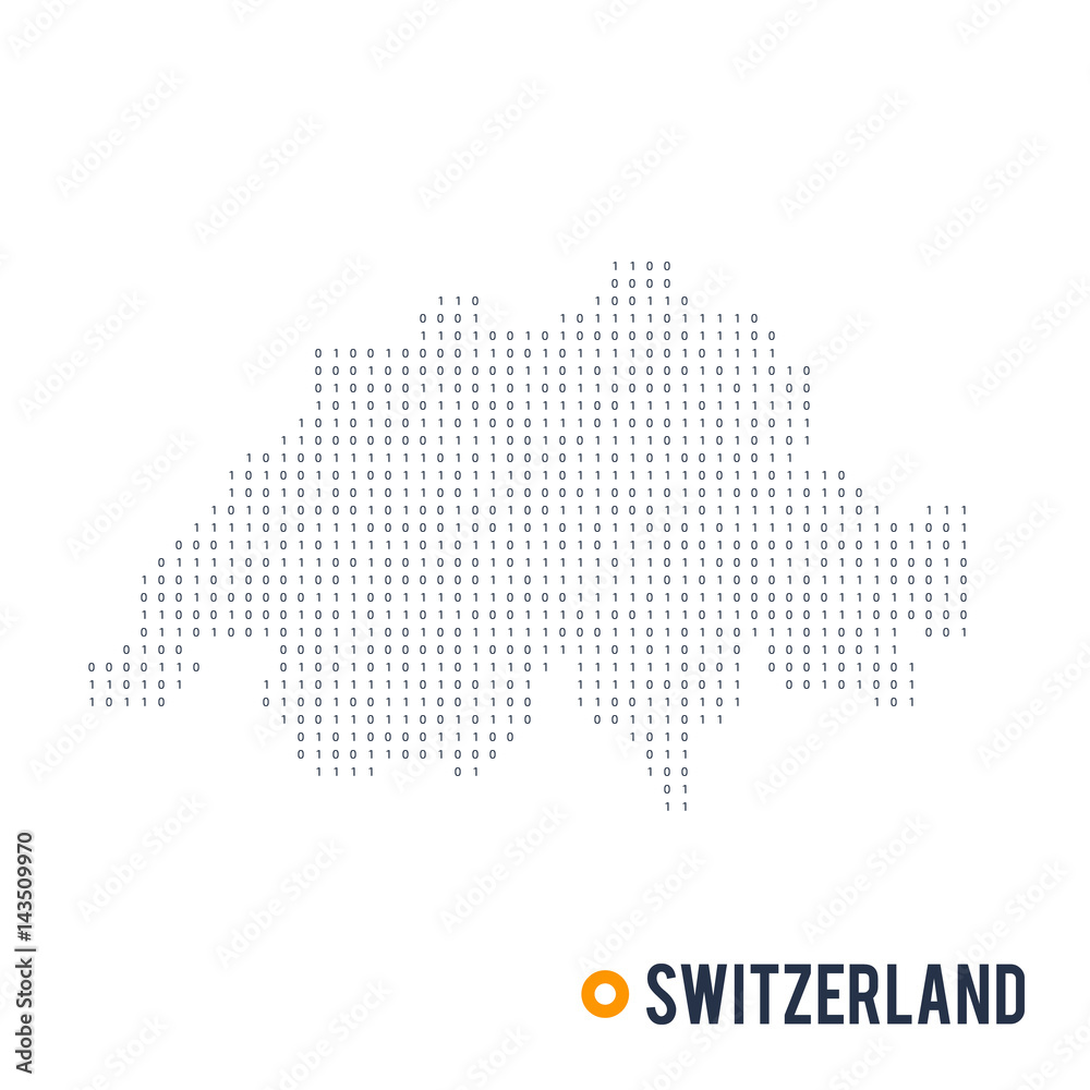 Binary code vector stylized map of Switzerland isolated on white background Stock Vector | Adobe ...