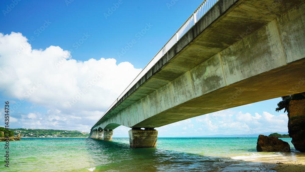 Sightseeing View of The Kouri Bridge with blue sky, one of the very ...