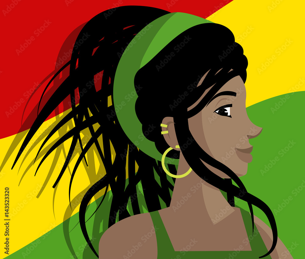 cute beautiful rasta dreadlocks girl Stock Vector | Adobe Stock