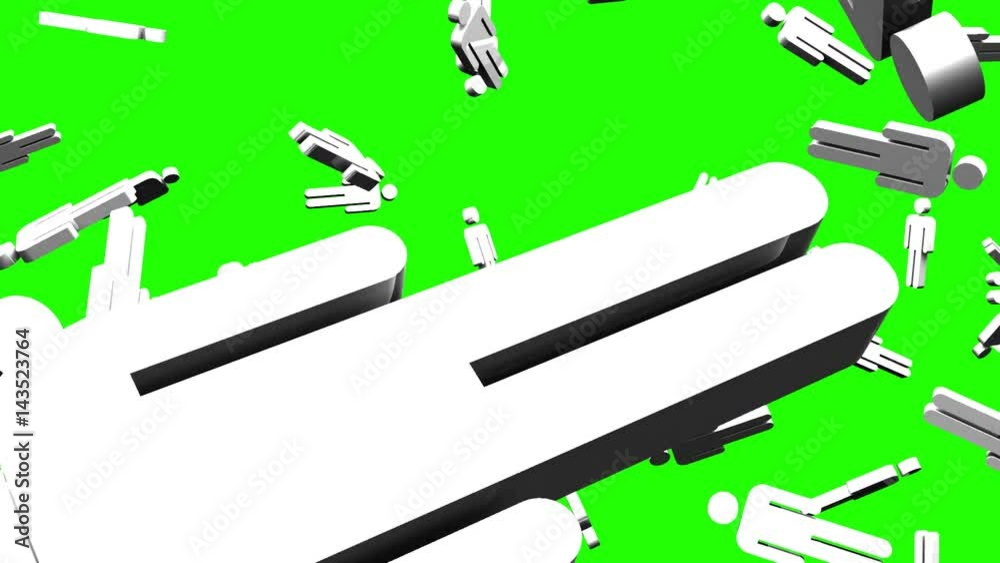 Human Shaped Objects On Green Chroma Key. Loop able 3DCG render ...