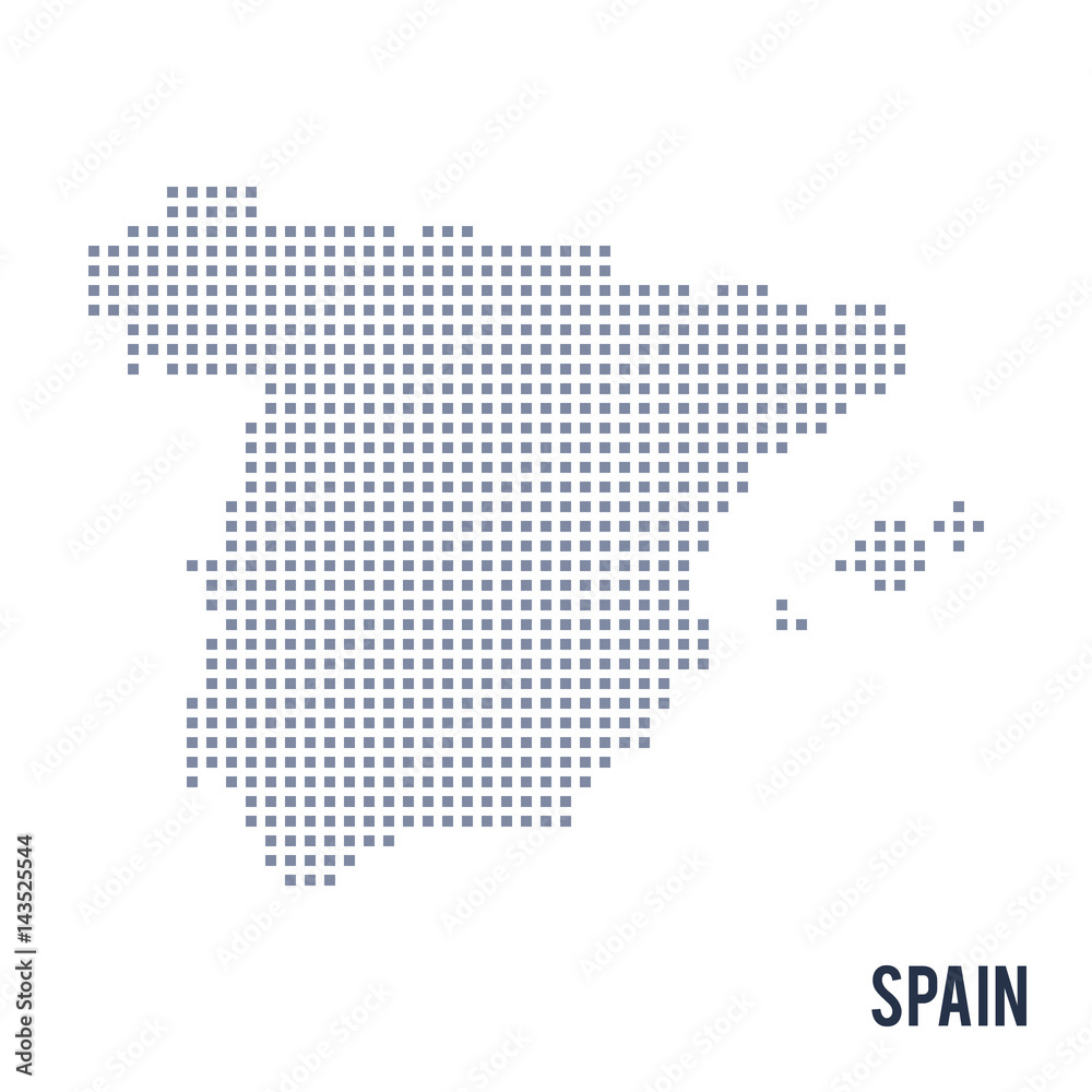 Vector pixel map of Spain isolated on white background Stock Vector ...