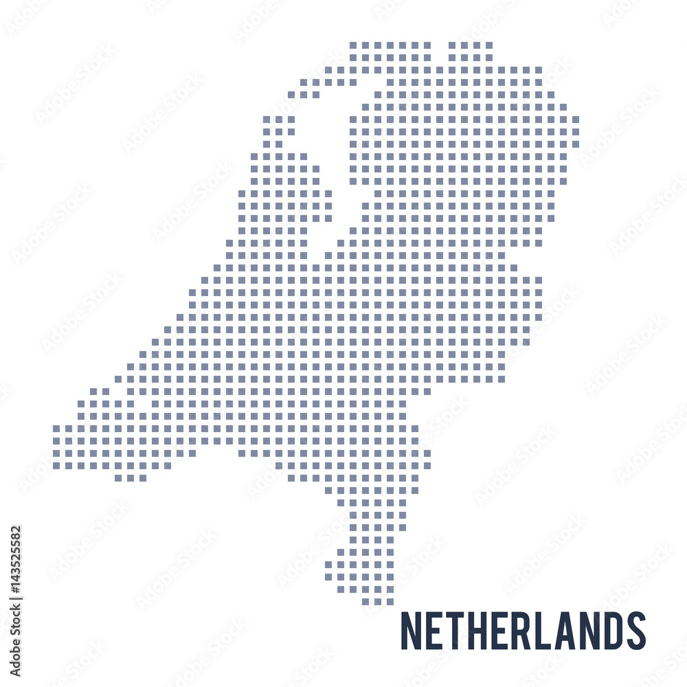 Vector pixel map of Netherlands isolated on white background Stock ...