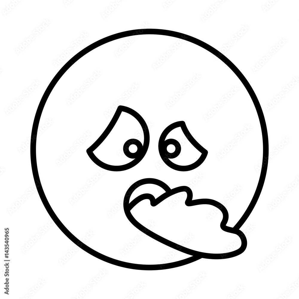silhouette emoticon face sick expression vector illustration Stock ...