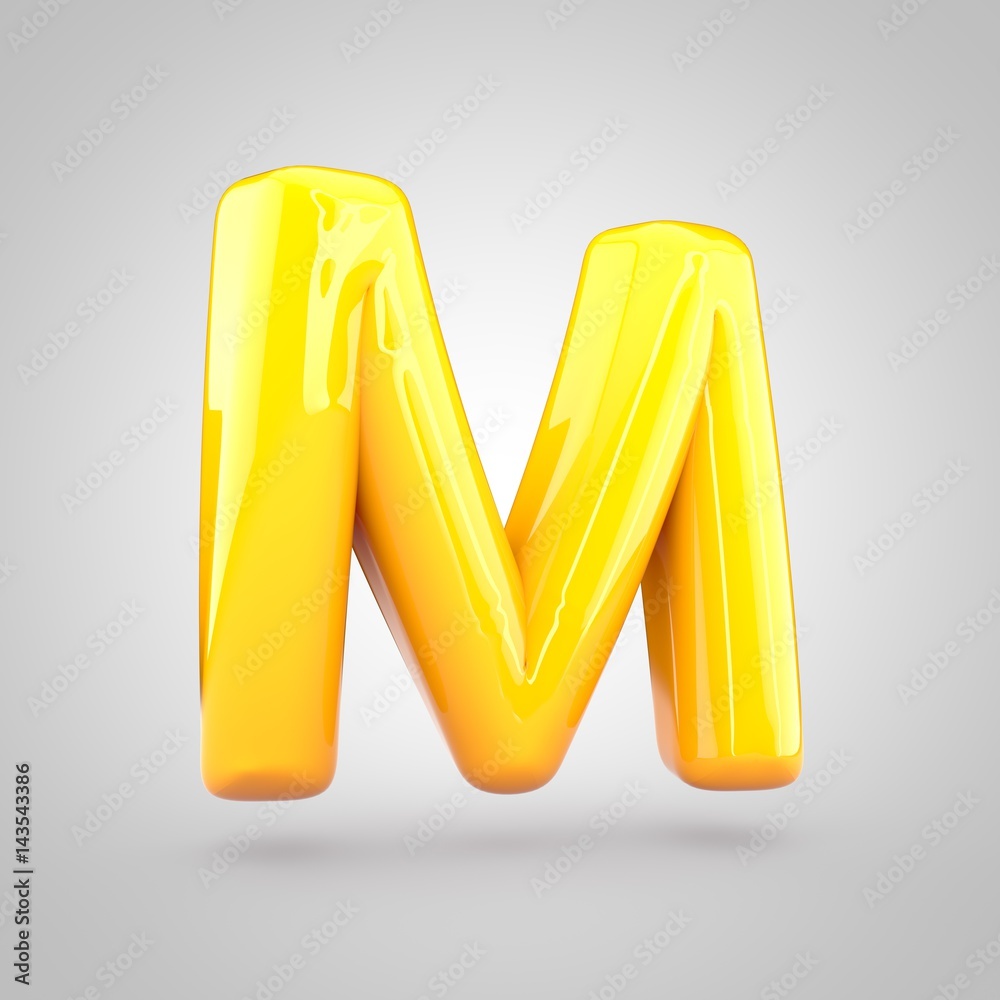 Glossy yellow paint letter M uppercase Stock Illustration | Adobe Stock
