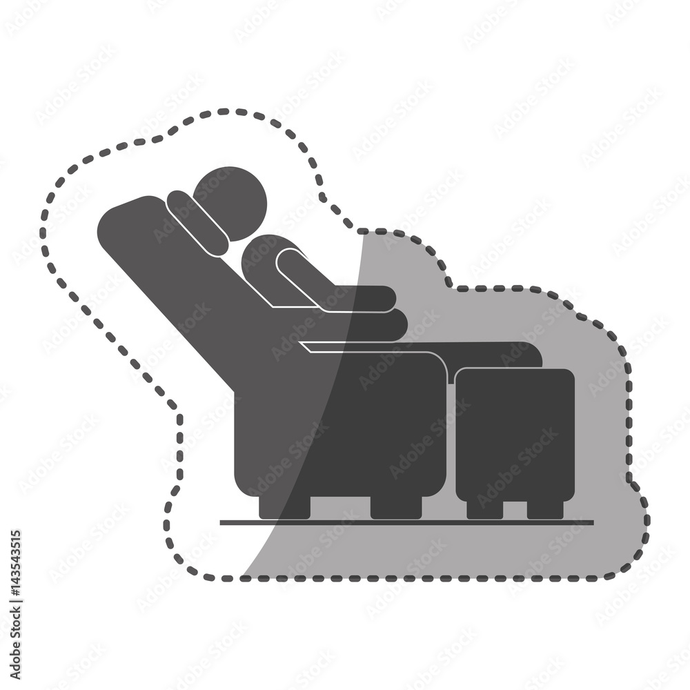 sticker black silhouette pictogram male sitting in reclining chair ...