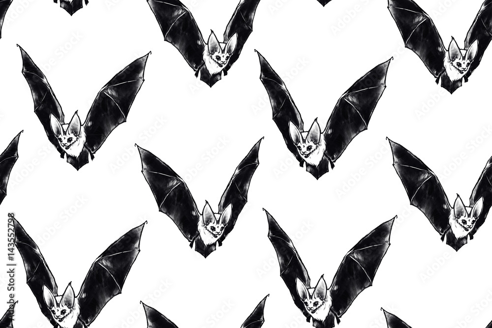 Repeated pattern. Seamless texture. Flying bat. Little vampire. Gothic ...