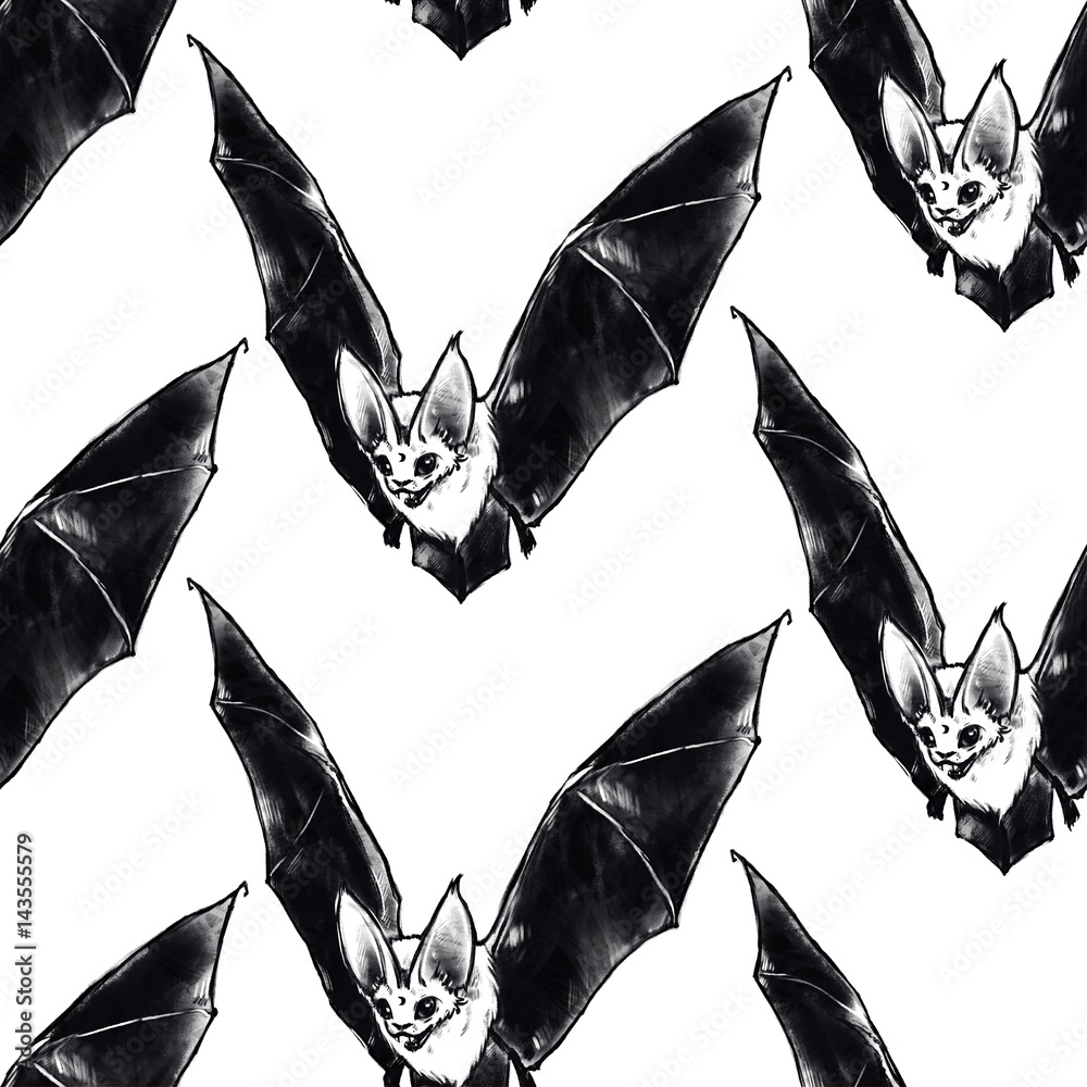 Repeated pattern. Seamless texture. Flying bat. Little vampire. Gothic ...
