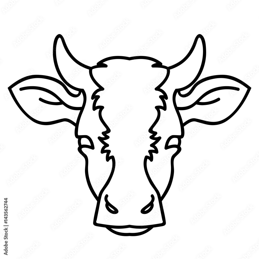 Vector line art cow face farm animal icon Stock Vector | Adobe Stock