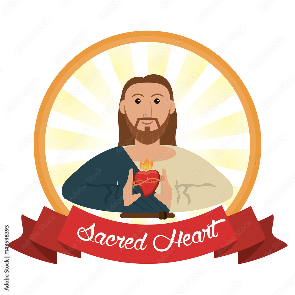 jesus christ sacred heart religious vector illustration eps 10 Stock ...