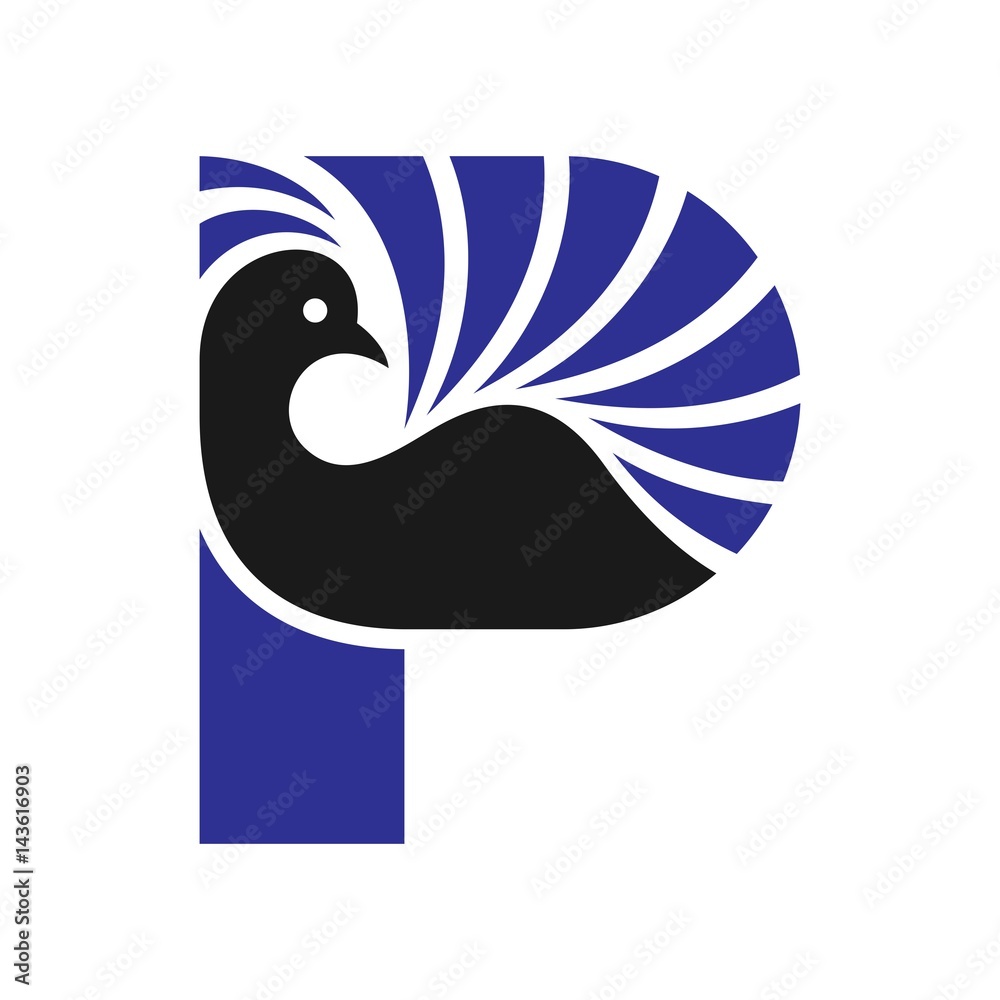 peacock logo vector. letter P logo. Stock Vector | Adobe Stock