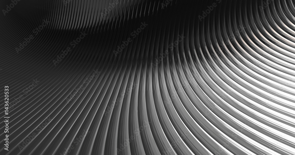 3D Abstract Metallic Reflection. Silver dark metal design background or ...
