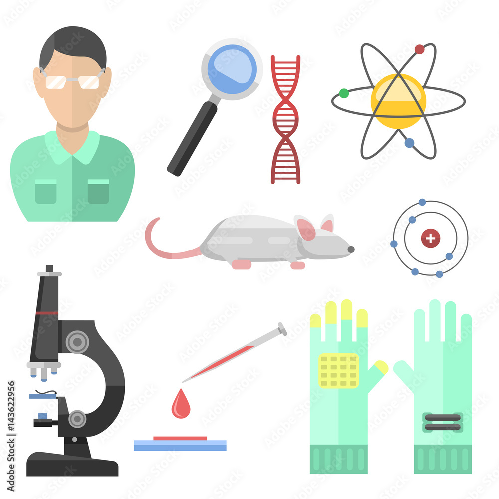 Lab symbols test medical laboratory scientific biology design molecule ...