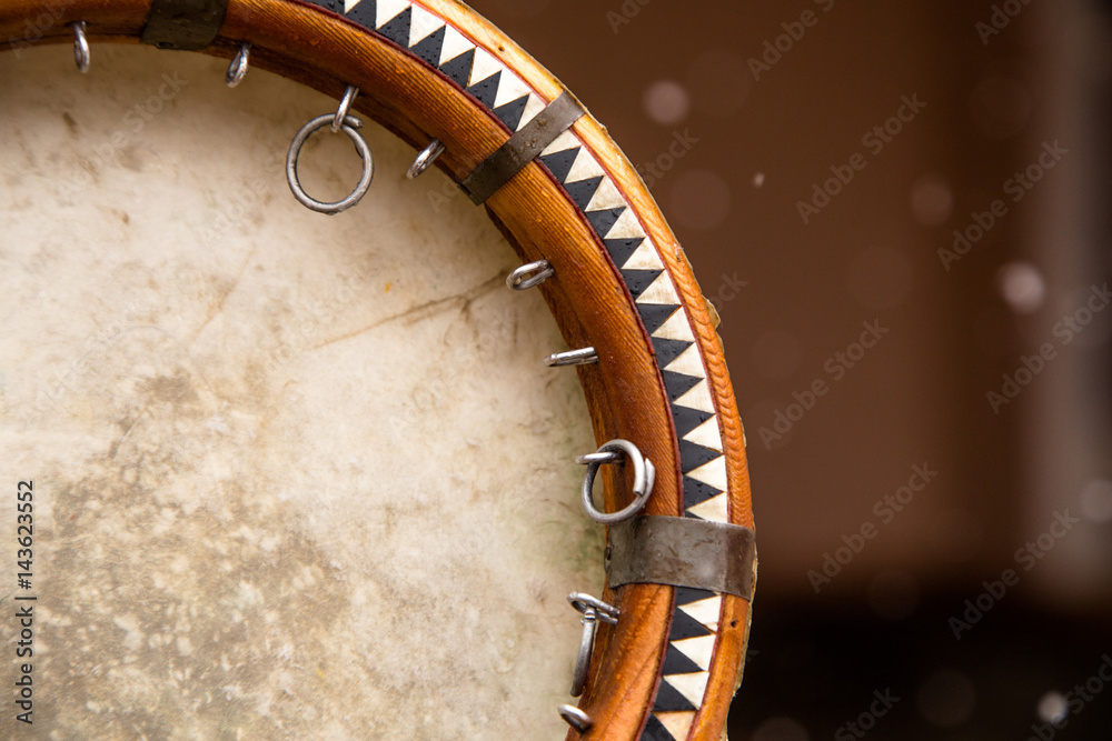 Central Asian tambourine. Uzbek doira. The traditional uzbek musical ...